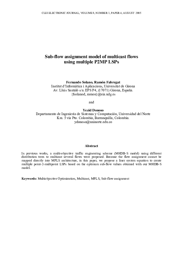 (PDF) Sub-flow assignment model of multicast flows using multiple P2MP LSPs