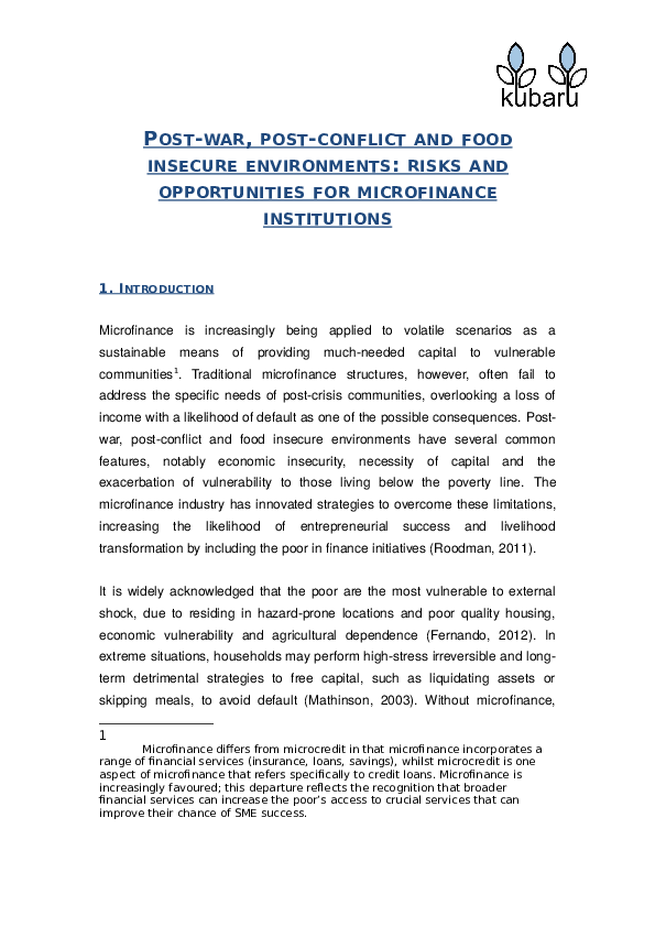 (DOC) Post-war, post-conflict and food insecure environments: risks and ...