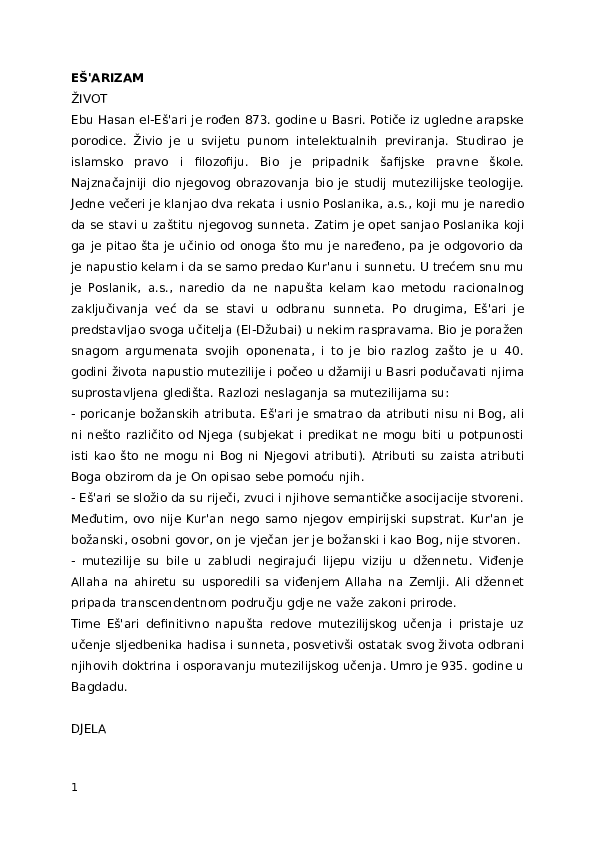 (DOC) EŠ'ARIZAM ŽIVOT Ebu Hasan el-Eš