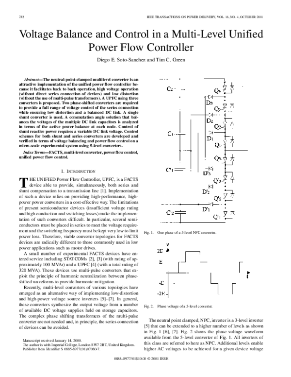 (PDF) Voltage balance and control in a multi-level unified power flow controller | Diego Soto ...