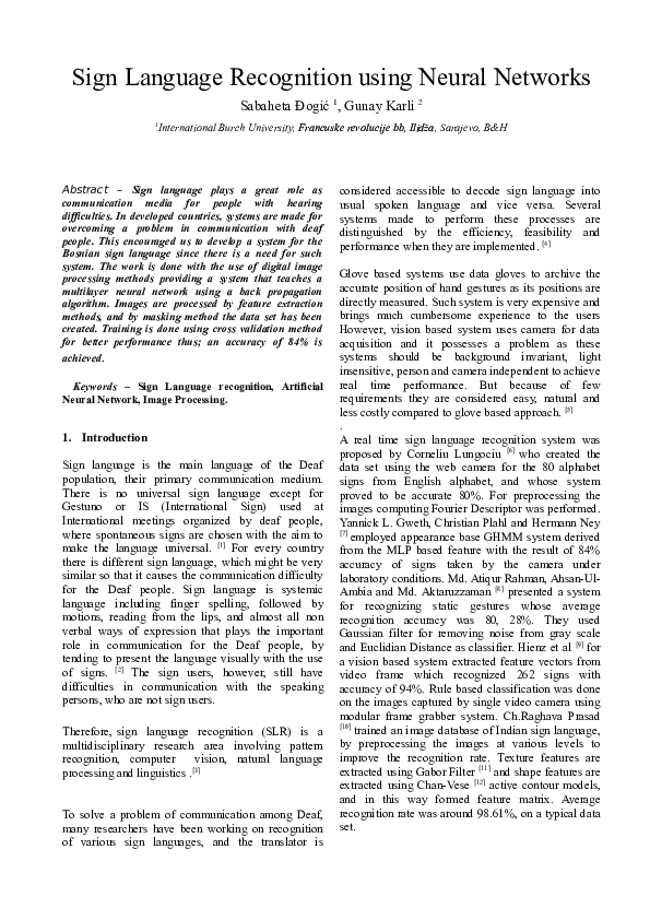 Doc Sign Language Recognition Using Neural Networks