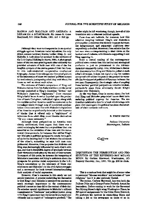 (PDF) Martin and Malcolm and America: A Dream or a Nightmare (review)