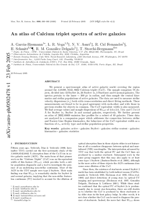 (PDF) An atlas of Calcium triplet spectra of active galaxies