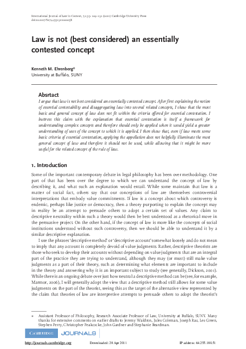(PDF) Law is Not (Best Considered) an Essentially Contested Concept