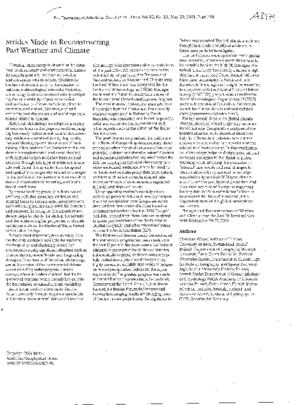 Strides made in reconstructing past weather and climate