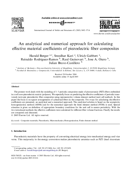 Pdf An Analytical And Numerical Approach For Calculating Effective Material Coefficients Of