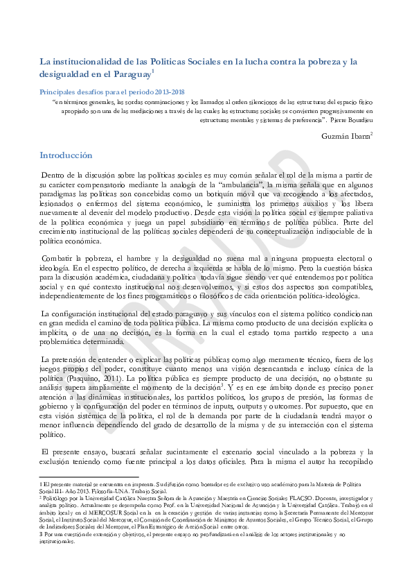 (PDF) La institucionalidad de las Políticas Sociales