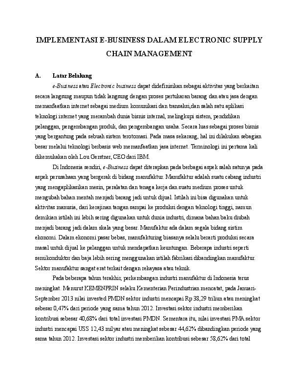 (DOC) IMPLEMENTASI E-BUSINESS DALAM ELECTRONIC SUPPLY CHAIN MANAGEMENT ...