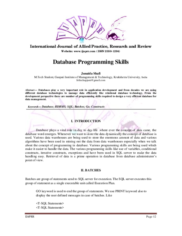 (PDF) Database Programming Skills