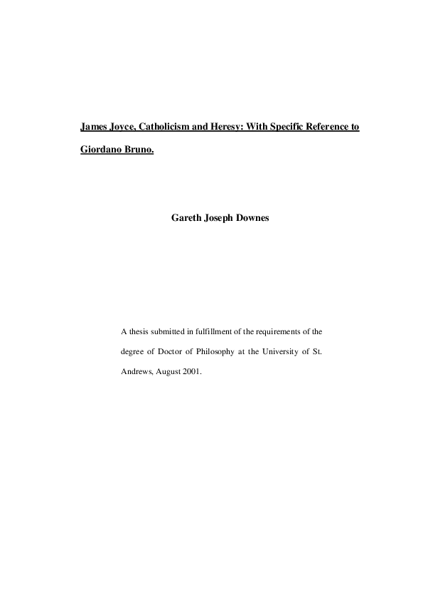 (PDF) 'James Joyce, Catholicism and Heresy: With Specific Reference to ...