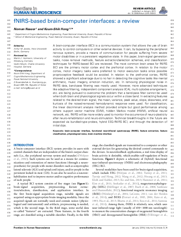 (PDF) fNIRS-based brain-computer interfaces: a review