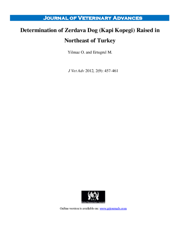 (PDF) Determination of Zerdava Dog raised in Turkey