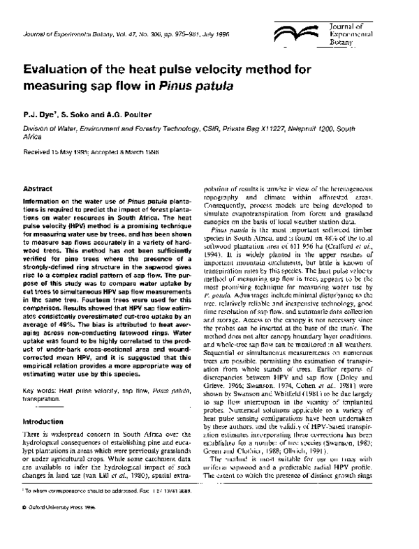 (PDF) Evaluation of the heat pulse velocity method for measuring sap ...