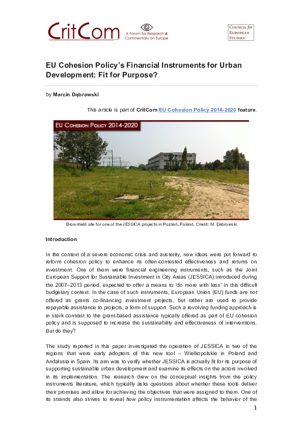 (PDF) EU Cohesion Policy’s Financial Instruments for Urban Development ...