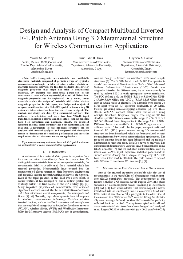 (PDF) Design and Analysis of Compact Multiband Inverted F-L Patch ...