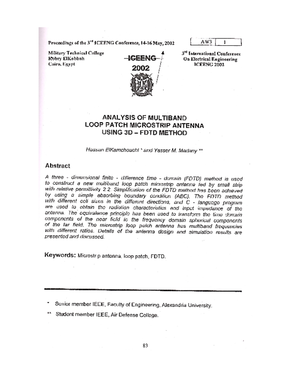 (PDF) Analysis of Multiband Loop Patch Microstrip Antenna Using 3D-FDTD Method