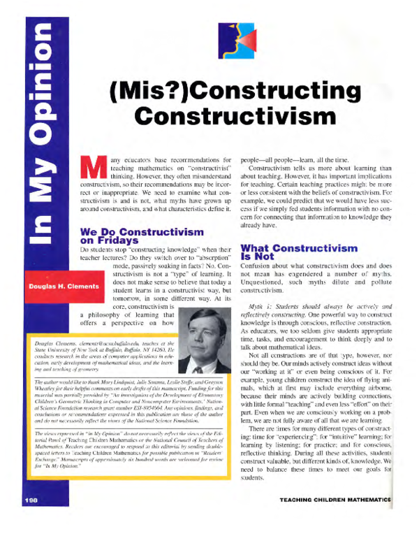 (PDF) (Mis?)Constructing constructivism