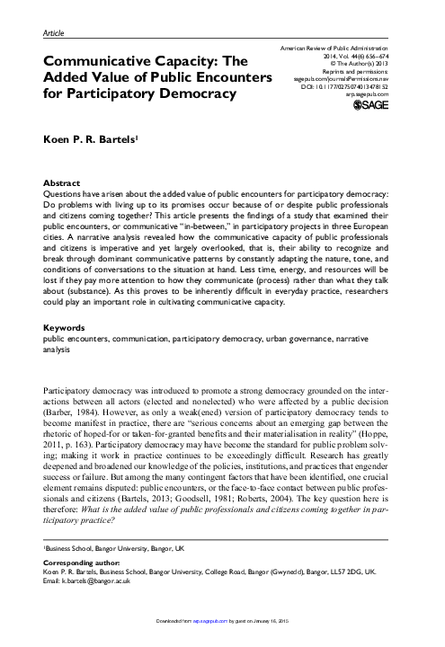 (PDF) Communicative Capacity: The Added Value of Public Encounters for ...