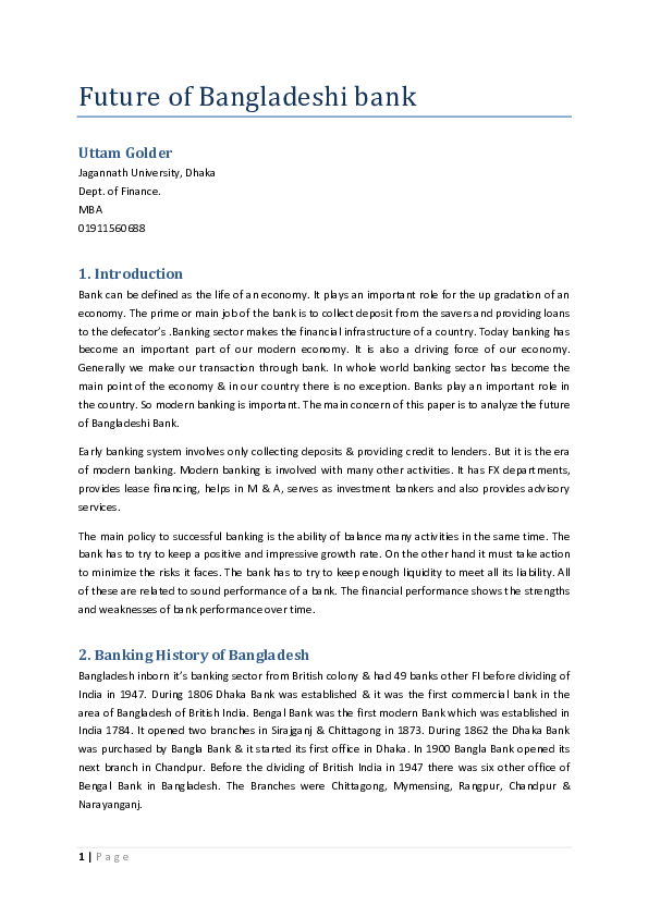 (PDF) Future of Bangladeshi bank