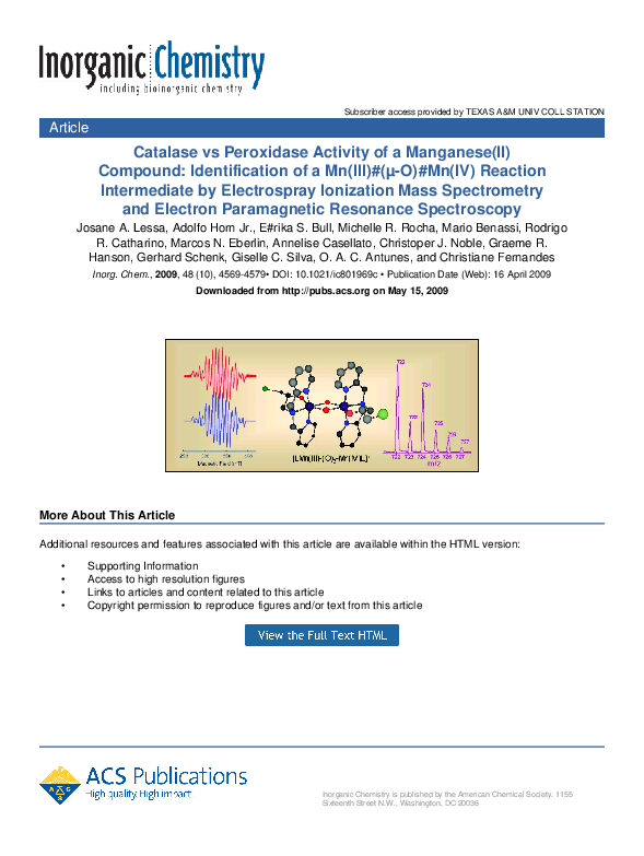 (PDF) Catalase vs Peroxidase Activity of a Manganese(II) Compound ...
