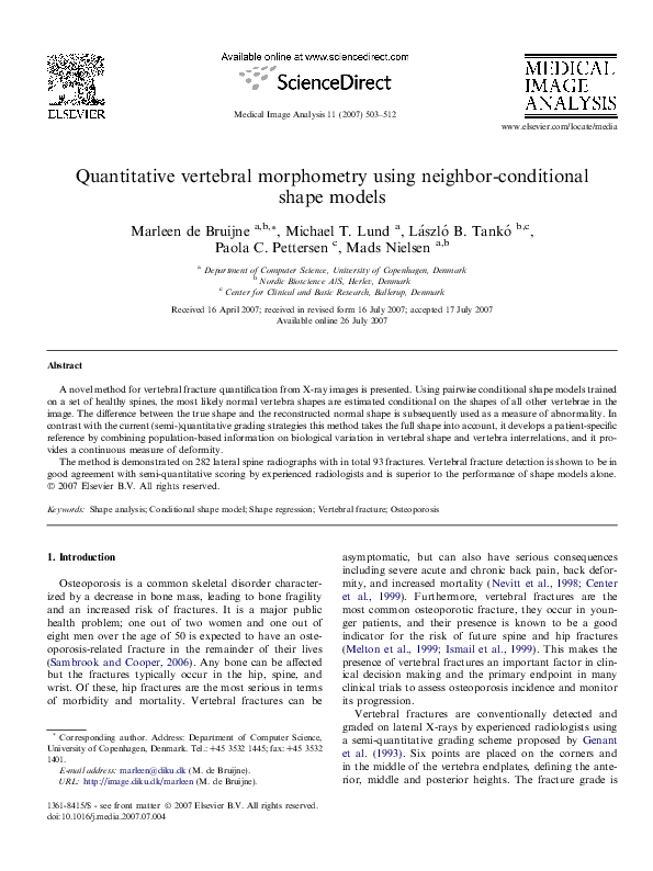 (PDF) Quantitative Vertebral Morphometry Using Neighbor-Conditional Shape Models | Mads Nielsen ...