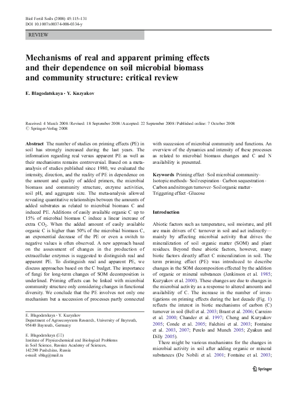 (PDF) Mechanisms of real and apparent priming effects and their ...