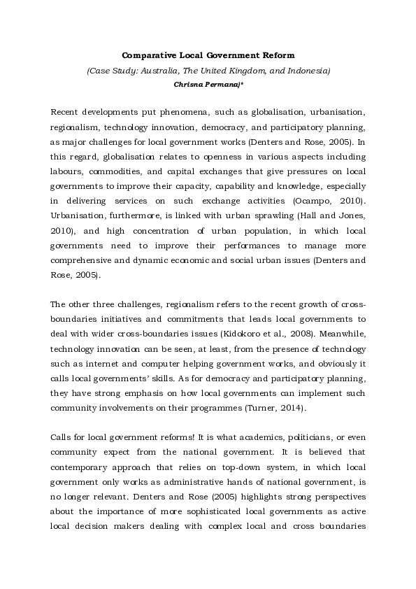 (PDF) Comparative Local Government: Draft