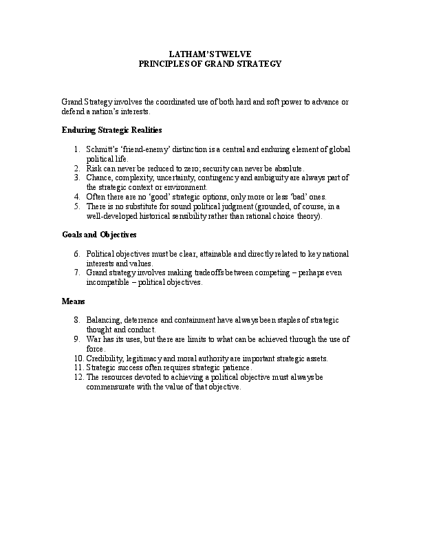 (PDF) Principles of Grand Strategy