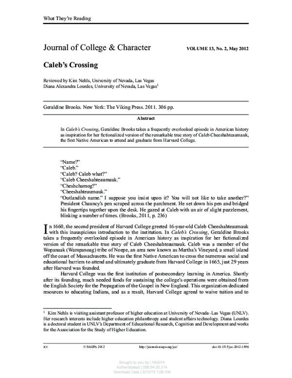 (PDF) Caleb’s Crossing [Review of the book]
