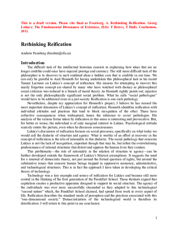 (DOC) Rethinking Reification