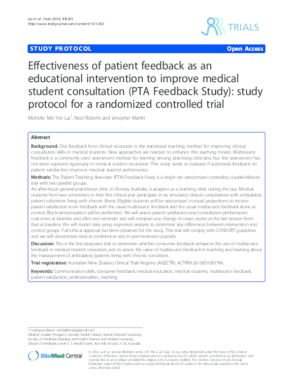 (PDF) Effectiveness of patient feedback as an educational intervention ...