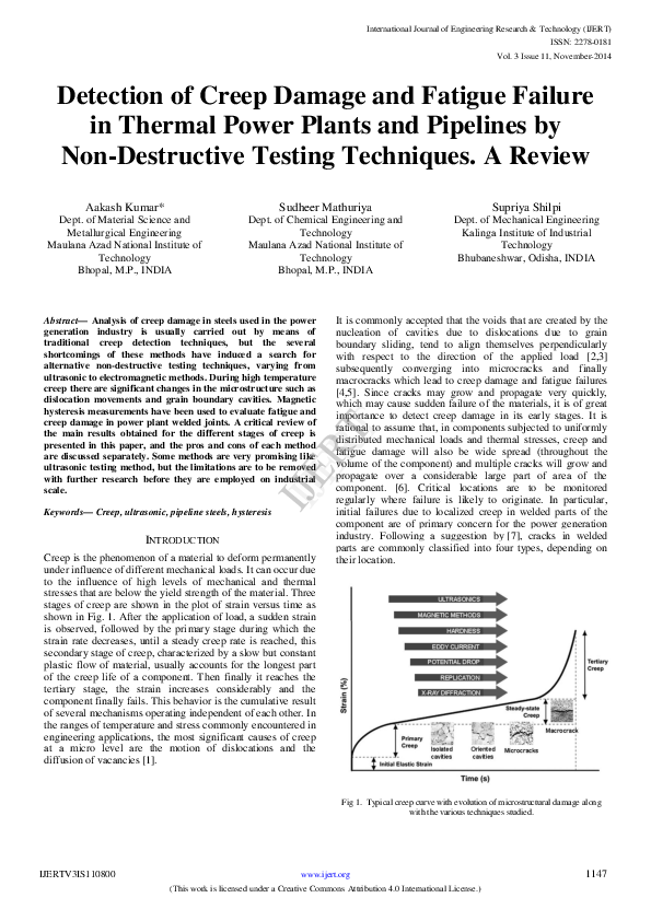 (PDF) Detection of Creep Damage and Fatigue Failure in Thermal Power ...