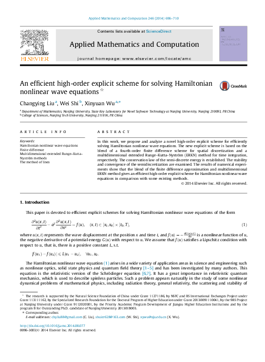 Pdf An Efficient High Order Explicit Scheme For Solving Hamiltonian