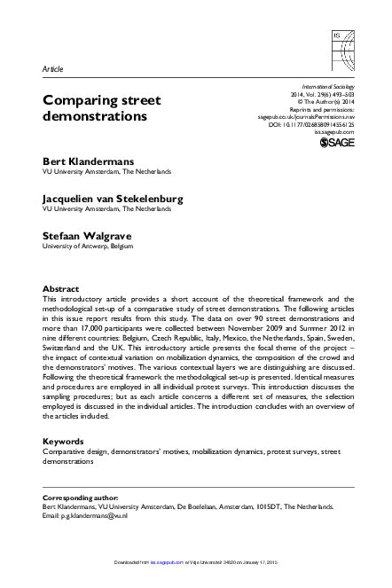 (PDF) Comparing street demonstrations