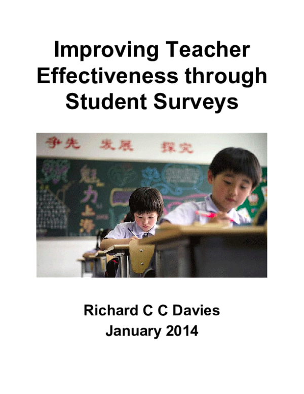 (PDF) Improving Teacher Effectiveness through Student Surveys (PDF) Improving Teacher Effectiveness through Student Surveys