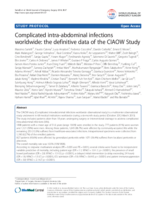 (PDF) Complicated intra-abdominal infections worldwide: the definitive ...