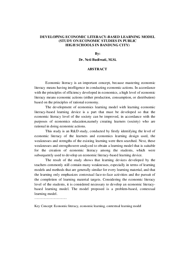 (PDF) Economic Literacy