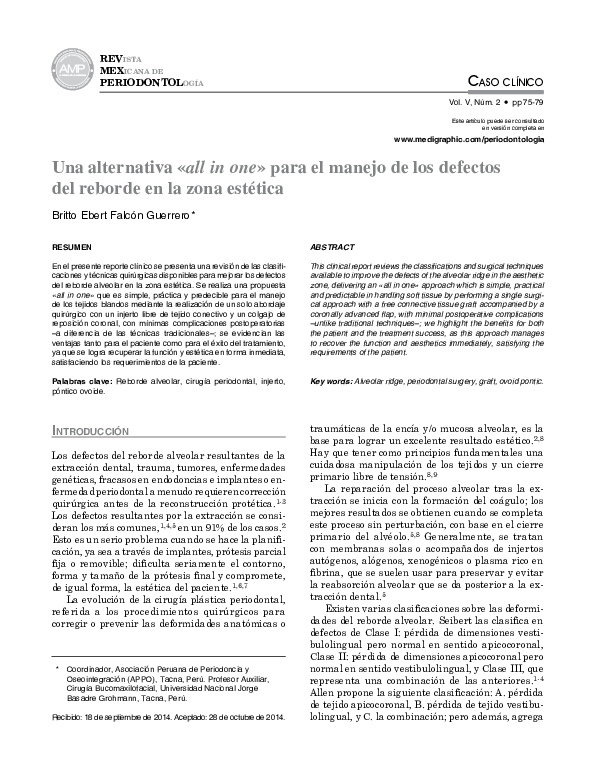 (PDF) UNA ALTERNATIVA “ALL IN ONE” PARA EL MANEJO DE LOS DEFECTOS DEL ...