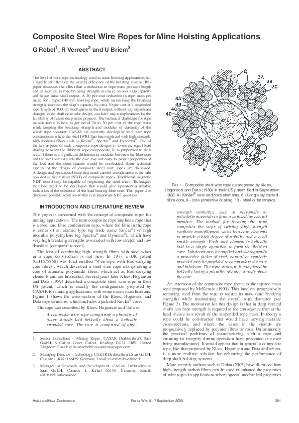 (PDF) Composite Steel Wire Ropes for Mine Hoisting Applications