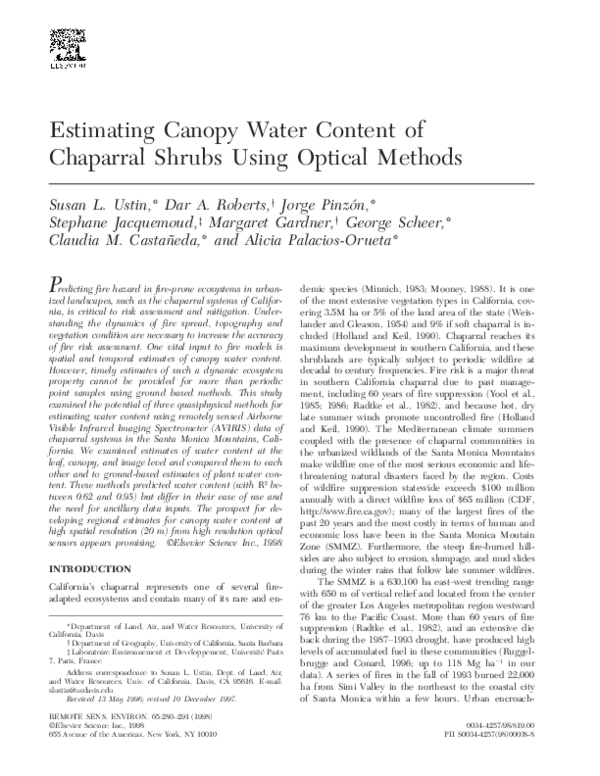 (PDF) Estimating Canopy Water Content of Chaparral Shrubs Using Optical ...