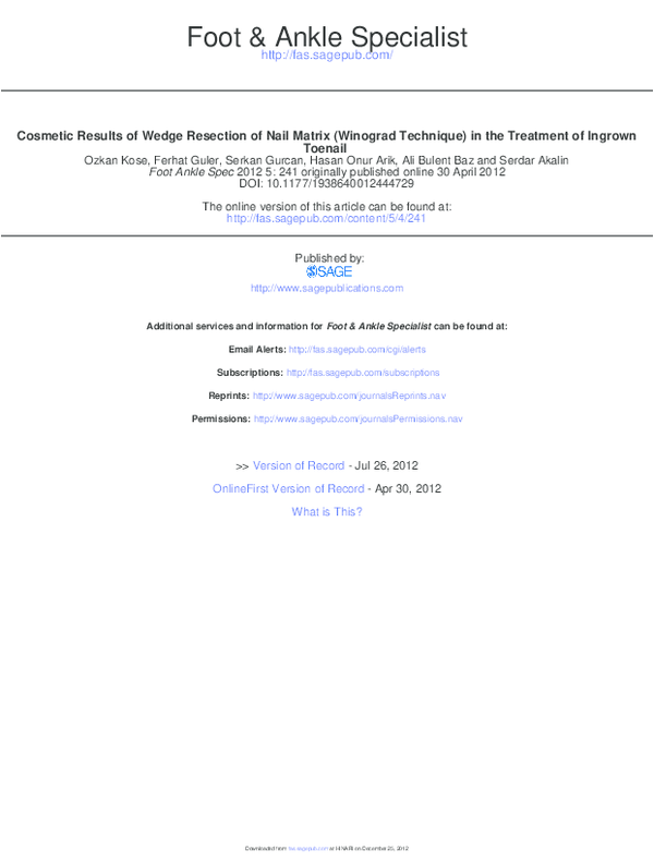 (PDF) Cosmetic results of wedge resection of nail matrix (Winograd ...