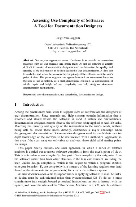 (PDF) Assessing Use Complexity of Software: A Tool for Documentation ...