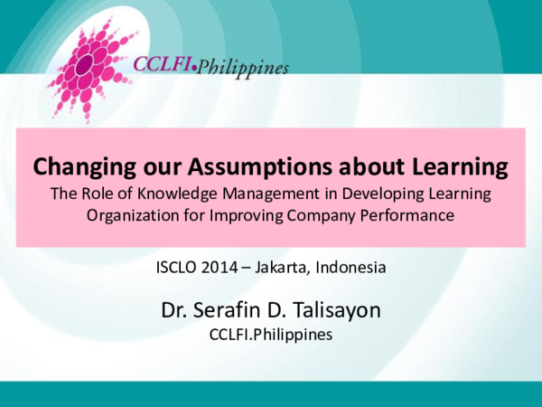 (PDF) Changing our Assumptions about Learning