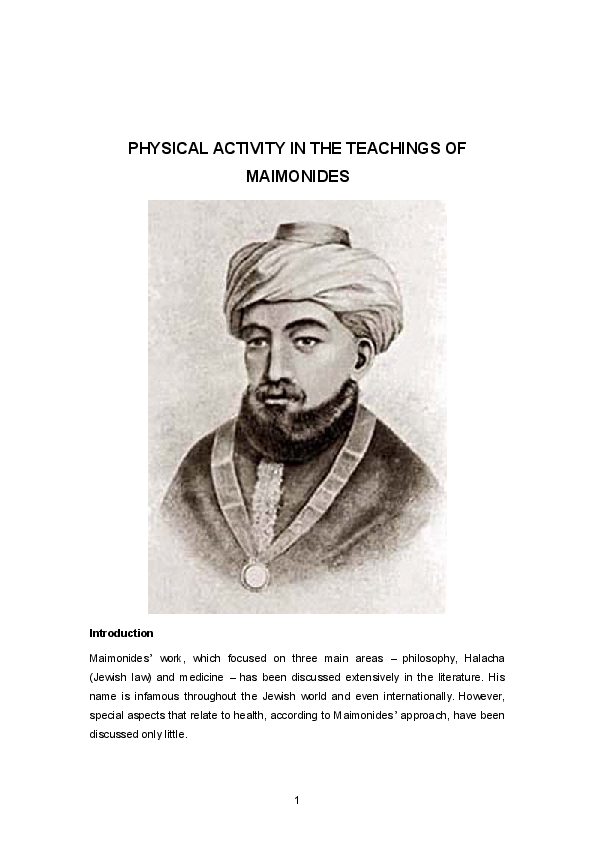 (DOC) PHYSICAL ACTIVITY IN THE TEACHINGS OF MAIMONIDES