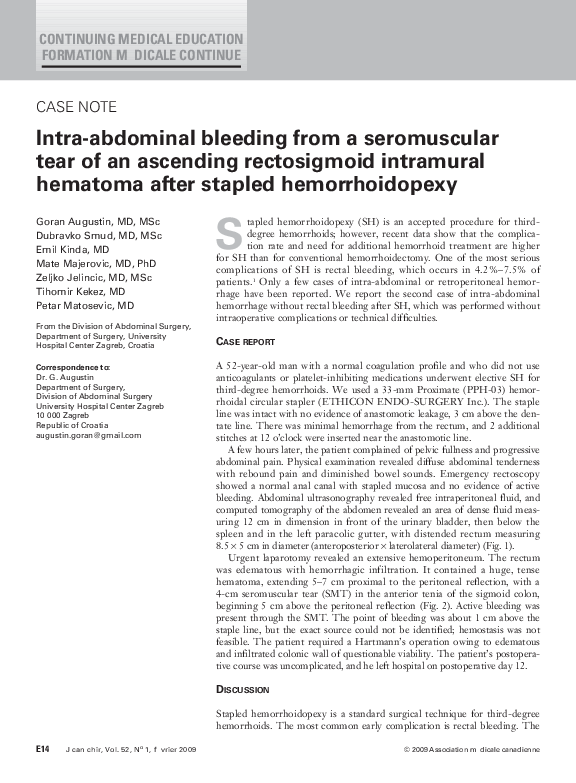 (PDF) Intra-abdominal bleeding from a seromuscular tear of an ascending ...