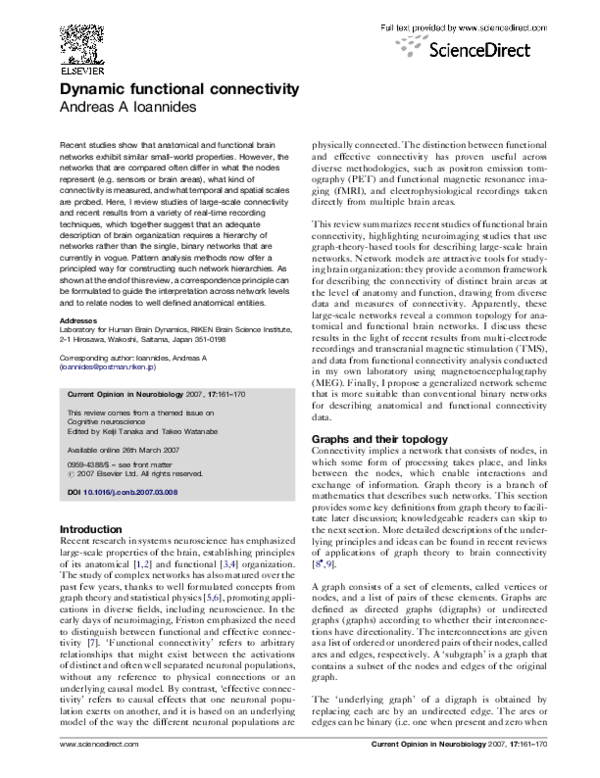 (PDF) Dynamic functional connectivity