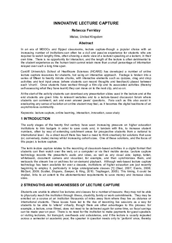 (DOC) Innovative Lecture Capture