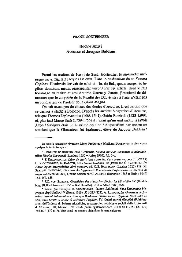 (PDF) Doctor suus? Accurse et Jacques Balduin