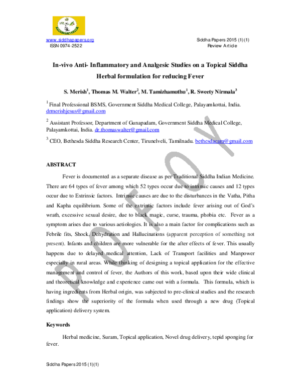 (PDF) In-vivo Anti- Inflammatory and Analgesic Studies on a Topical ...