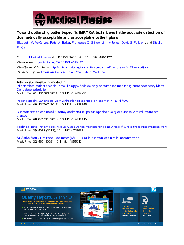 (PDF) Toward optimizing patient-specific IMRT QA techniques in the accurate detection of ...